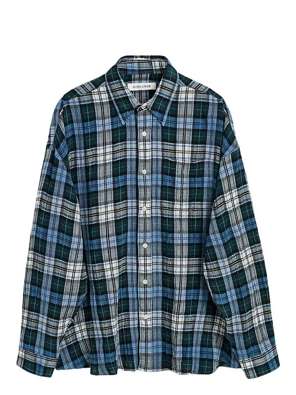 SUNFLOWER Slightly Box Woven Plaid Stable Shirt - Green