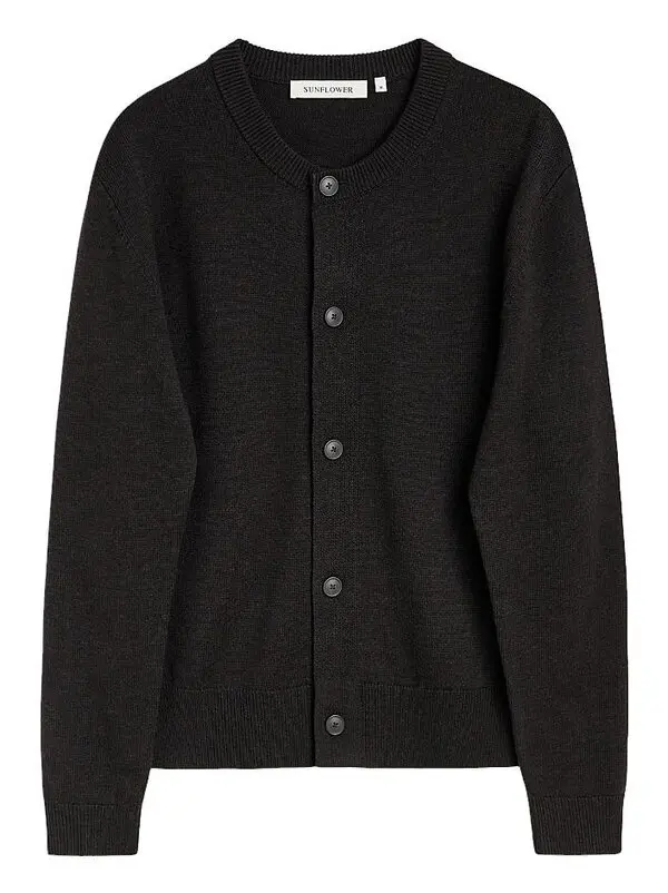 SUNFLOWER Moon Wool Knit Button Cardigan Sweater - Brown