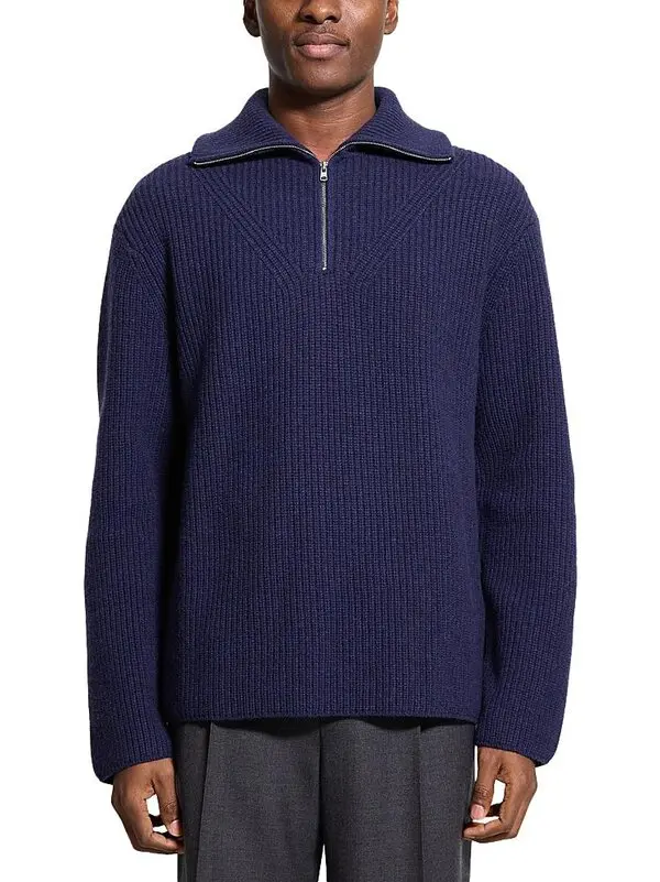 Theory Ribbed Quarter Zip Sweater - Inkling