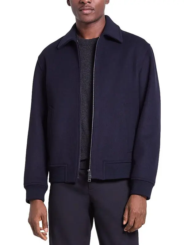 Theory Melton Wool Bomber Jacket - Baltic