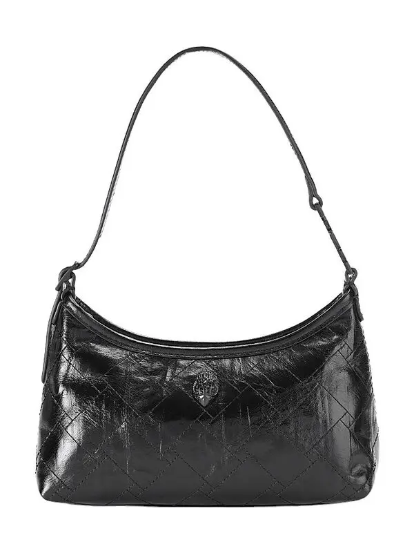Kurt Geiger Kurt Small Stitched Leather Sling Shoulder Bag - Black
