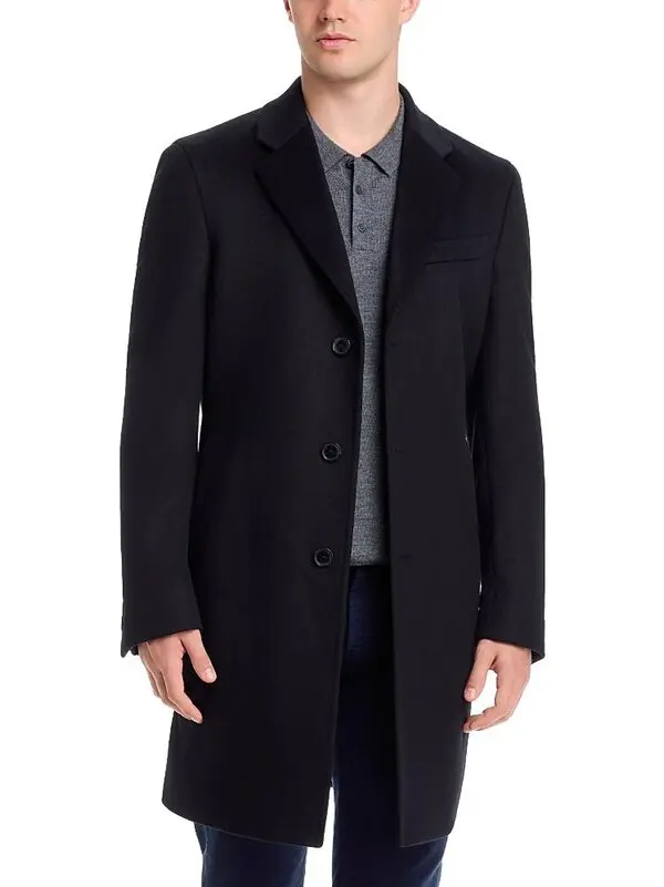 BOSS Hyde Slim Fit Wool Blend Coat - Black