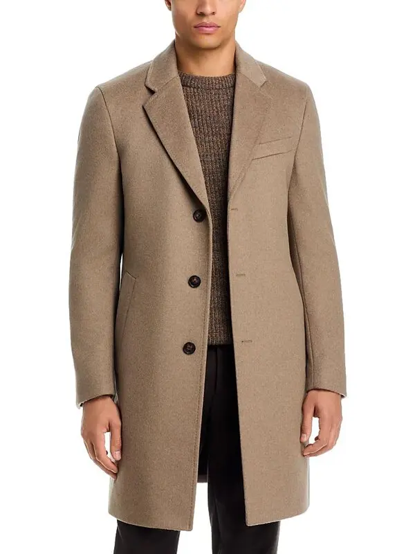 BOSS Hyde Slim Fit Wool Blend Coat - Camel