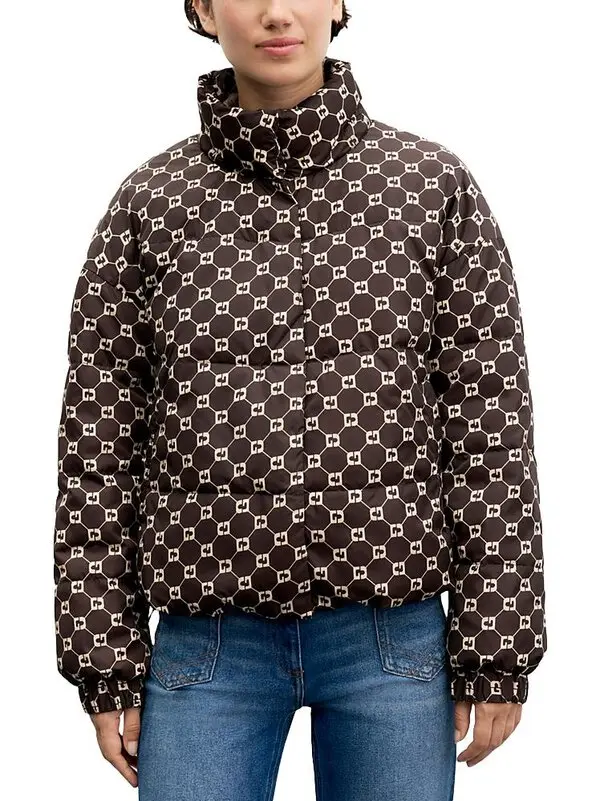Gerard Darel Amar Checkered Puffer Coat - Brown