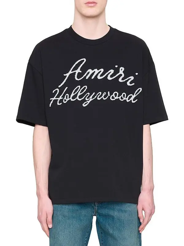 Amiri Oversized Fit Hollywood Script Tee - Black