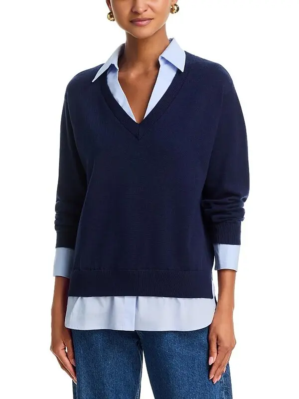 Aqua Layered Look Sweater Exclusive - Navy/blue