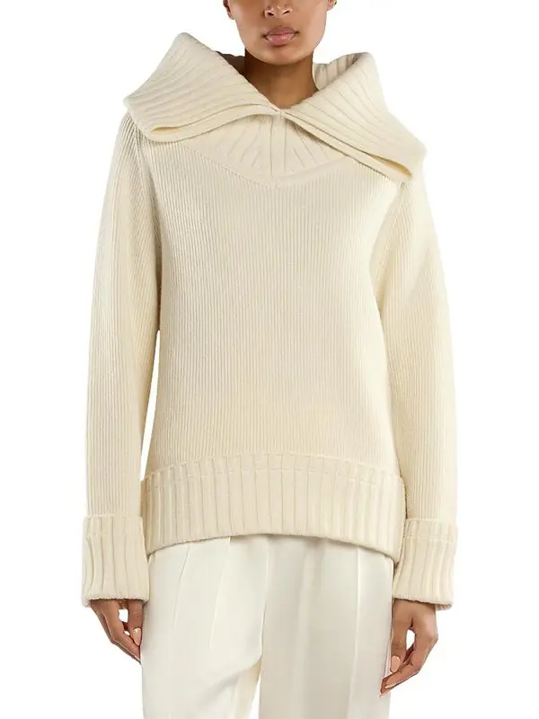 Victoria Beckham Wool-blend Wide Collar Sweater - Ivory
