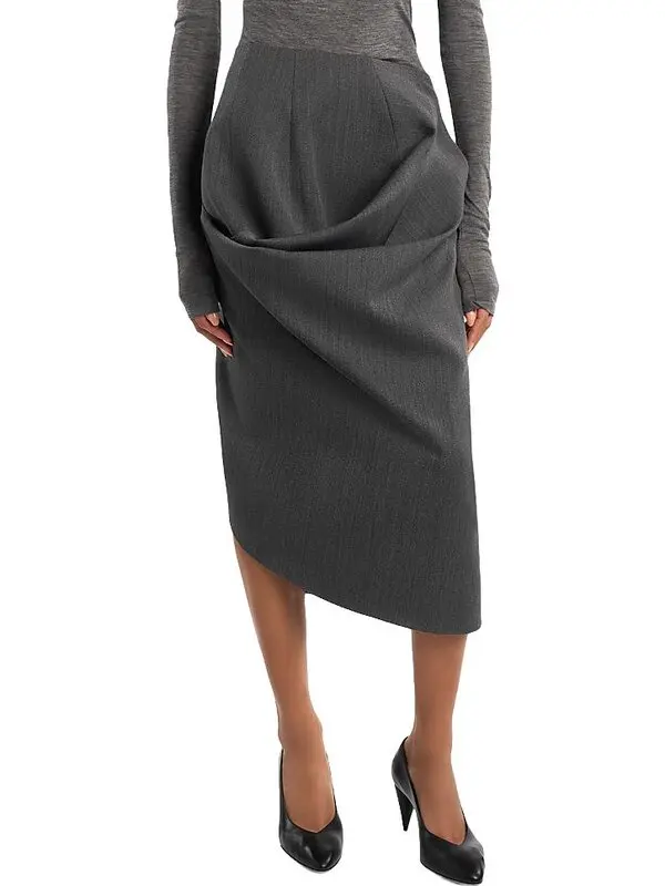 Victoria Beckham Asymmetric Wool Skirt - Ash Melange