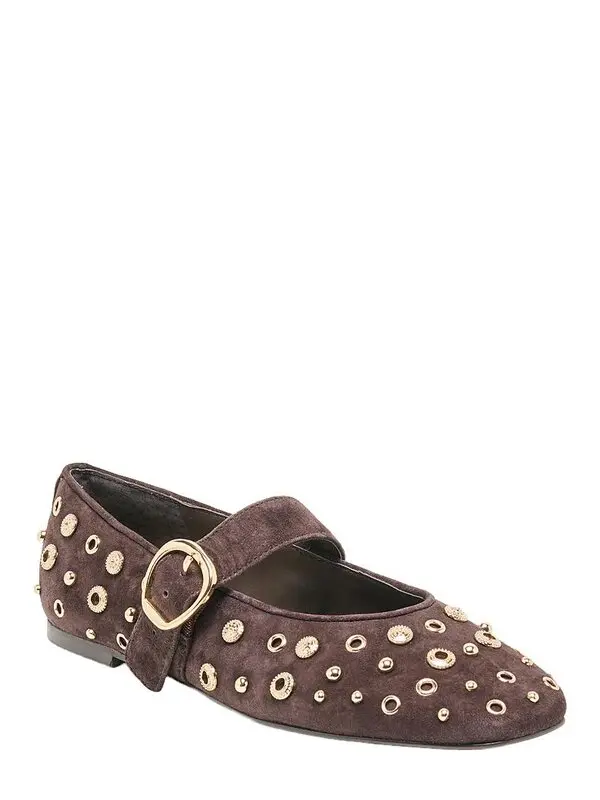 Dolce Vita Dv Mella Suede Studded Mary Jane Flats - Java Suede