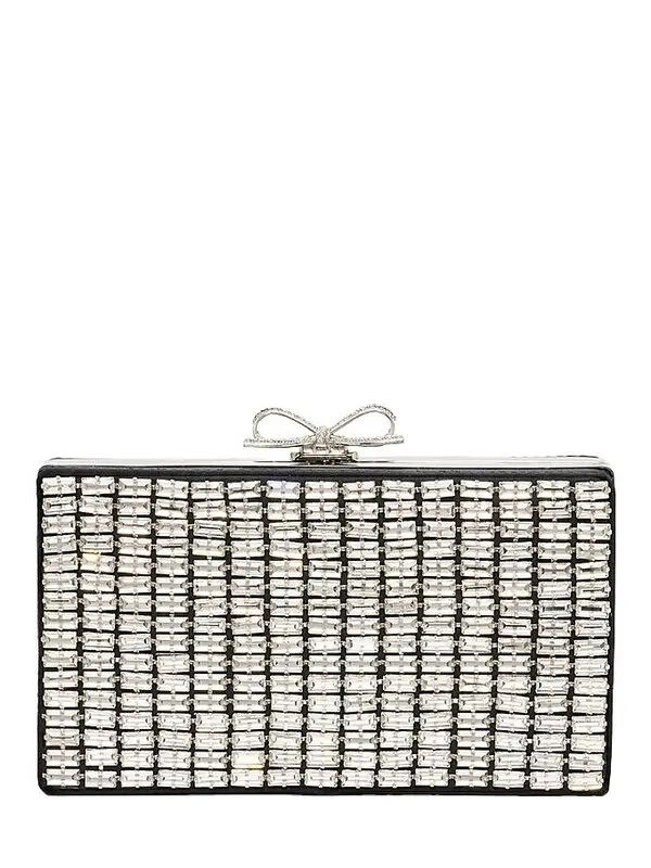 SELF-PORTRAIT Mini Crystal Chainmail Clutch - Silver