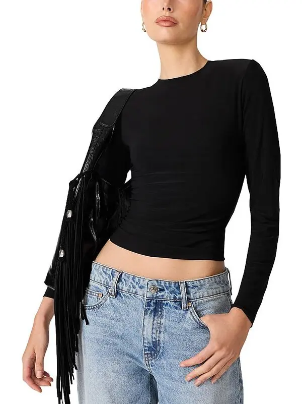 Steve Madden Seline Long Sleeve Knit Top - Black