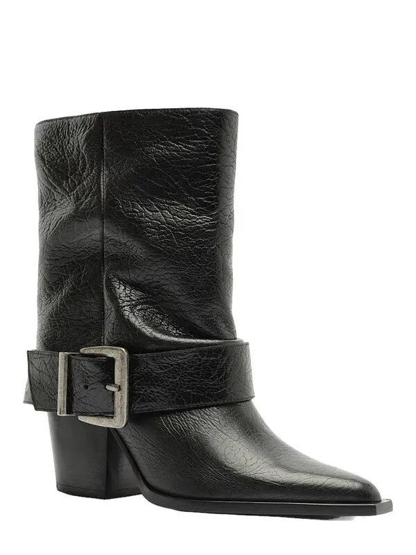 Schutz Parker Leather Moto Boots - Black