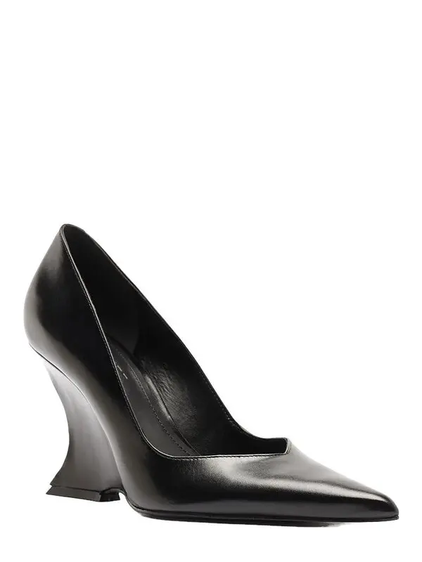 Schutz Siena Leather Wedge Pumps - Black