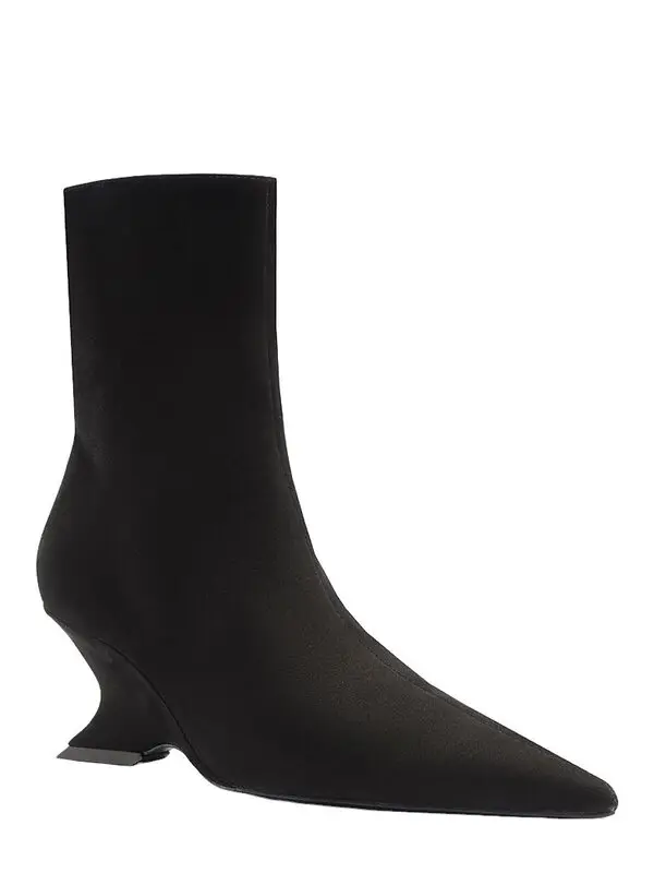Schutz Siena Leather Wedge Heel Booties - Black