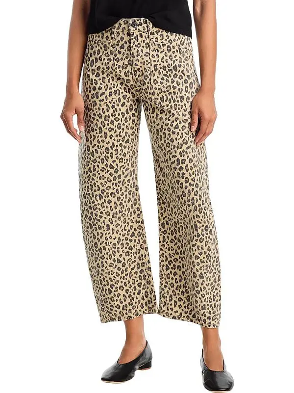 ASKK NY Twisted High Rise Barrel Jeans - Leopard