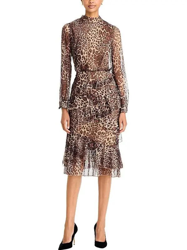 AREA STARS Jayla Print Tiered Ruffle Dress - Leopard