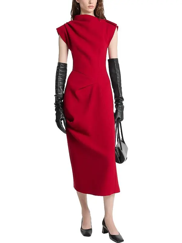 Michael Kors Wool-blend Draped Dress - Ruby
