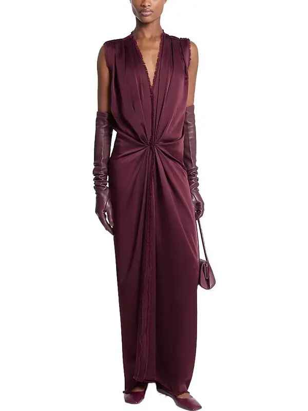 Michael Kors Satcharm Draped Column Gown - Wine