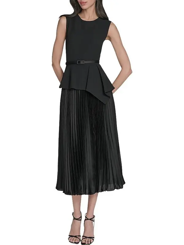 Eliza J Peplum Waist Midi Dress - Black