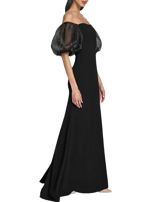 Eliza J Off-the-shoulder Puff Sleeve Gown - Black