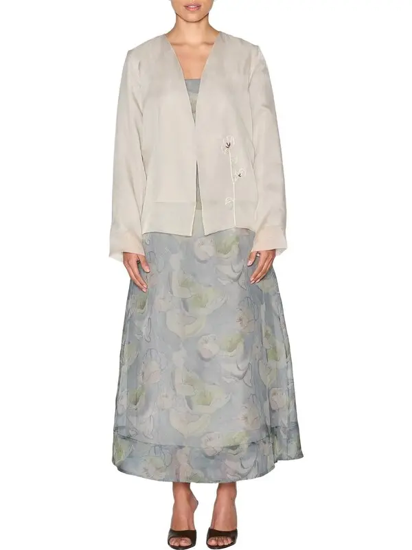 LIA COHEN Strength Embroidered Silk Organza Jacket - Neutral