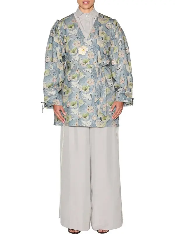 LIA COHEN Abundance Floral Double-breasted Coat - Blue