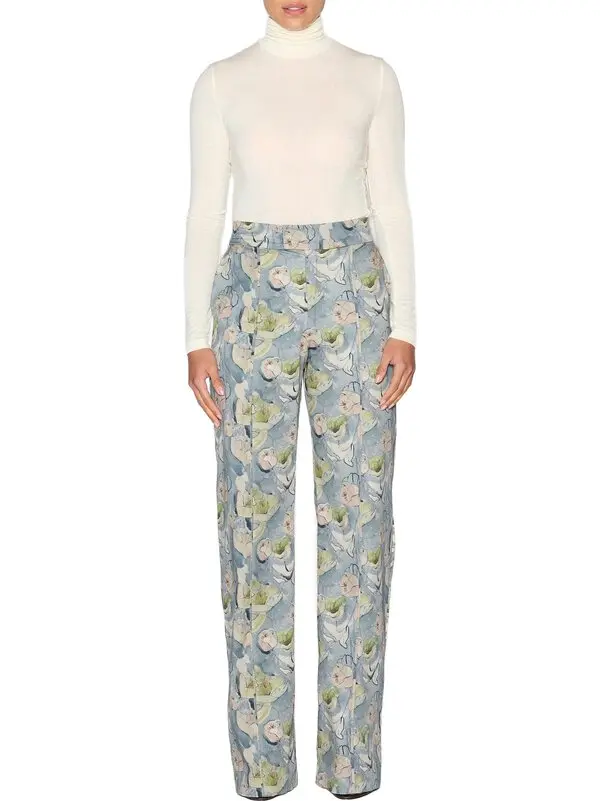 LIA COHEN Intuition Floral Straight-leg Pants - Blue