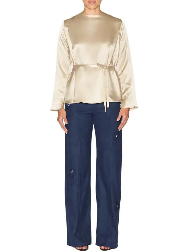 LIA COHEN Wholesome Silk Long-sleeve Top - Neutral