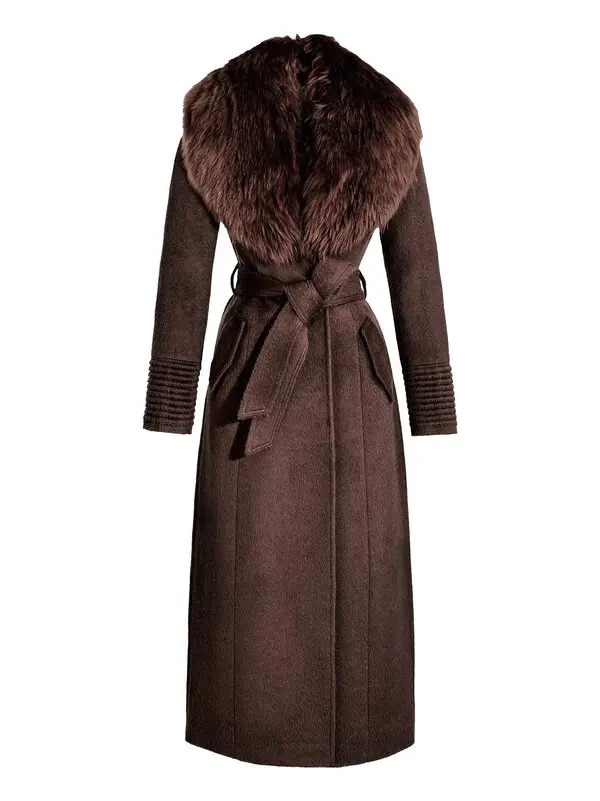 Sentaler Suri Alpaca Fur Collar Maxi Coat - Brown