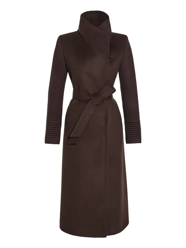 Sentaler Baby Alpaca Funnel Collar Maxi Wrap Coat - Brown