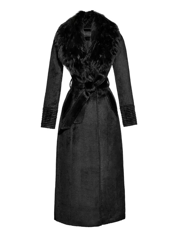 Sentaler Suri Alpaca Fur Collar Maxi Coat - Black