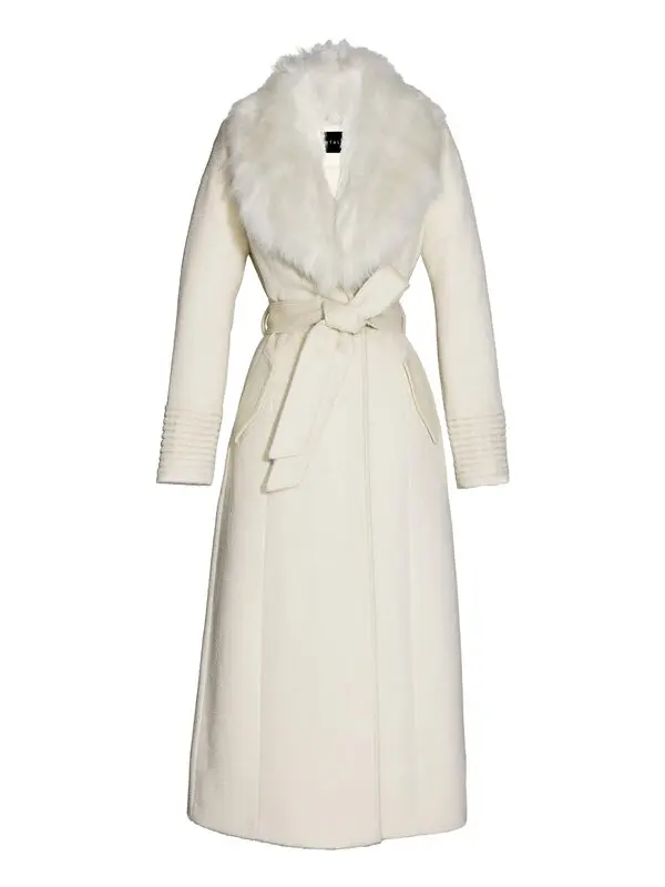 Sentaler Suri Alpaca Maxi Coat With Fur Collar - White
