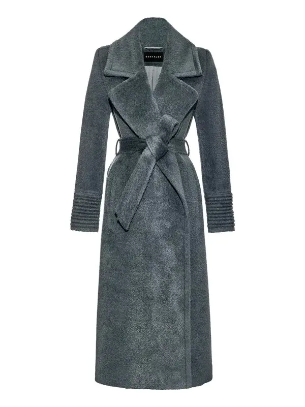 Sentaler Alpaca Blend Bouclé Maxi Wrap Coat - Grey