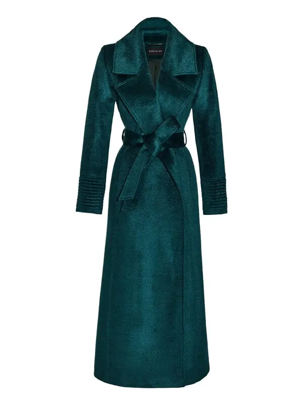Sentaler Suri Alpaca Notched Collar Maxi Wrap Coat - Green