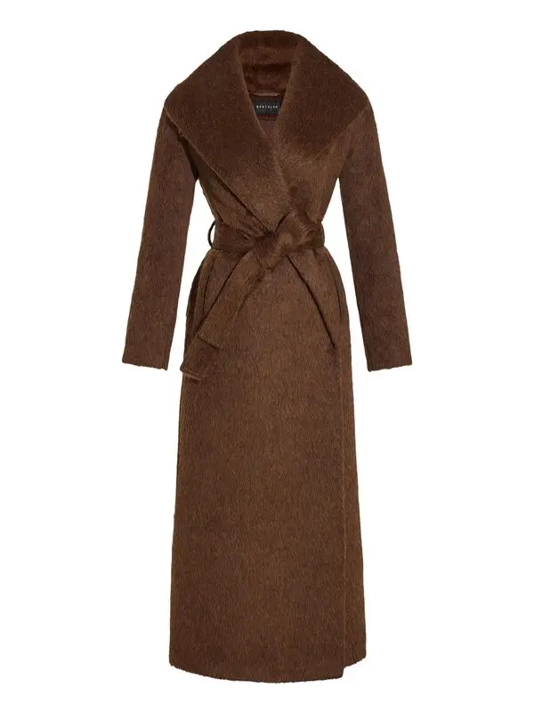 Sentaler Textured Suri Alpaca Maxi Wrap Coat - Brown
