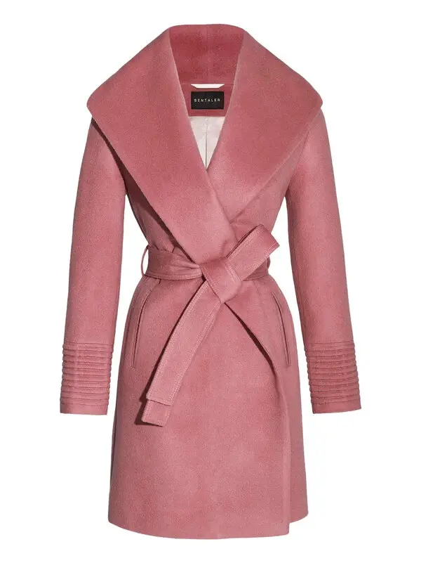 Sentaler Baby Alpaca Shawl Collar Midi Wrap Coat - Pink
