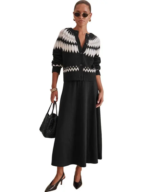 Splendid Fina Fair Isle Cardigan - Shell
