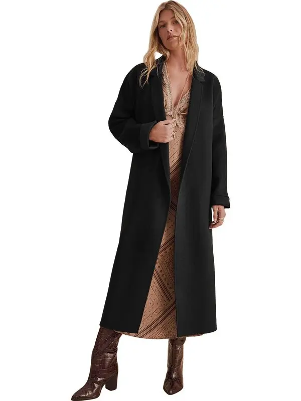 Splendid Portia Belted Wool-blend Coat - Black