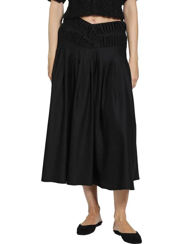 PAULINE DUJANCOURT Georgina Wool Pleated Skirt - Black