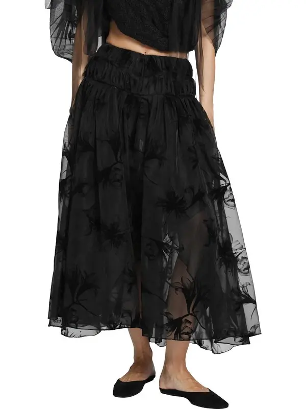 PAULINE DUJANCOURT Hazy Organza A-line Skirt - Black