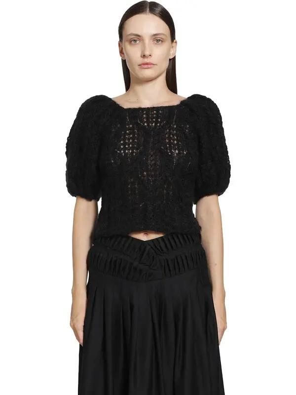 PAULINE DUJANCOURT Laia Hand Knit Top - Black