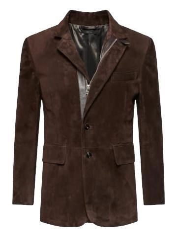 TOM FORD Leather-trimmed Suede Blazer - Black