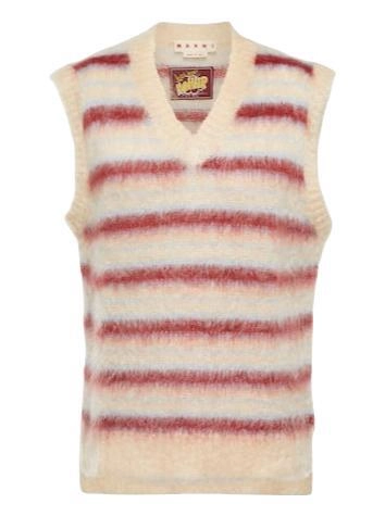 Marni Striped Wool-blend Sweater Vest - Nude