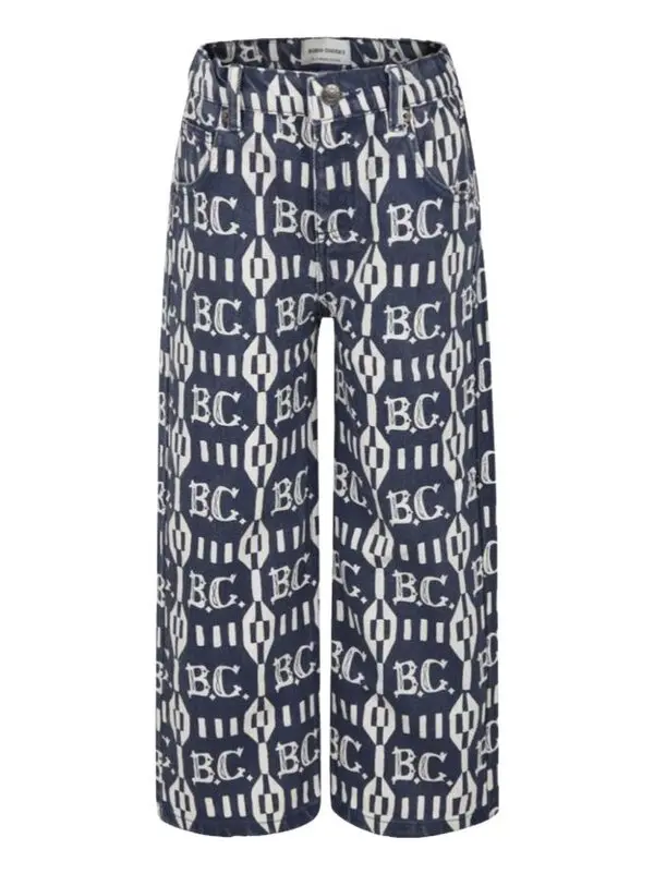 BOBO CHOSES Vintage Logo Patterned Wide-leg Trousers - Blue