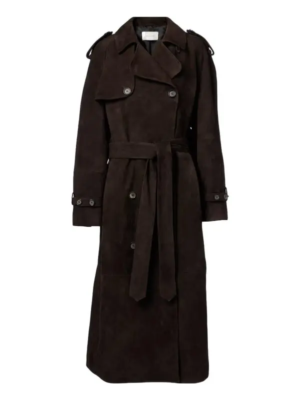 Magda Butrym Double-breasted Suede Trench Coat - Brown