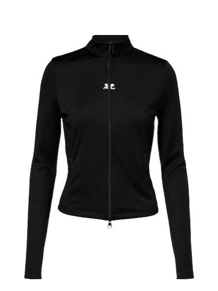COURREGES Long-sleeved Zip-up Sweatshirt - Black