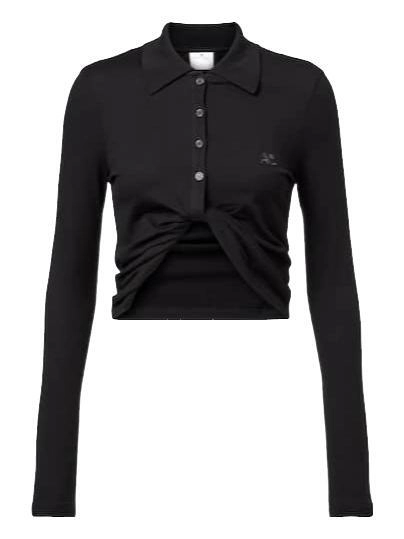 COURREGES Long-sleeved Polo Shirt - Black