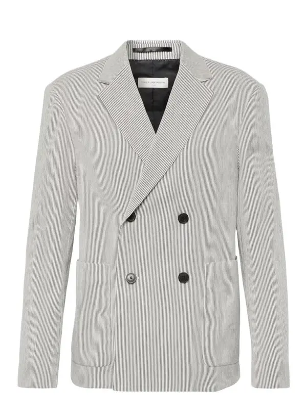 Dries Van Noten Striped Double-breasted Blazer - Gray