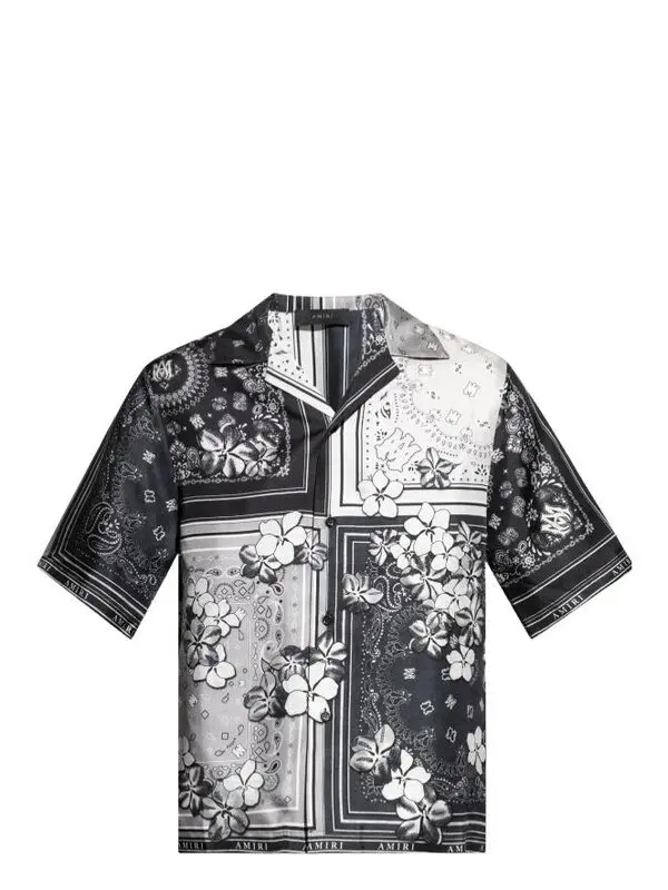 Amiri Bandana Printed Bowling Shirt - Black