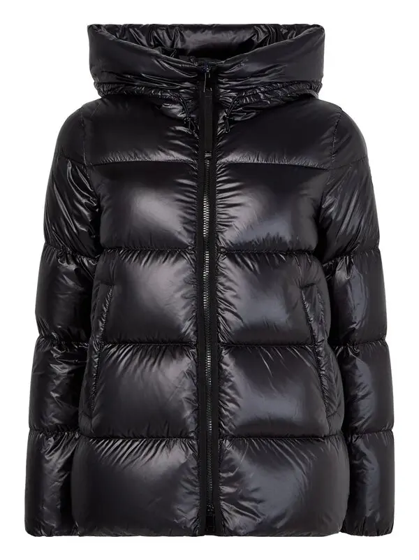 Moncler Cropped Hooded Down Jacket - Black